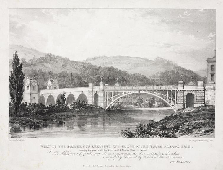 View of the bridge now erecting at the end of the North Parade, Bath ...