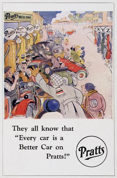 Seven cartoon postcards advertising Pratts petrol | Science Museum ...