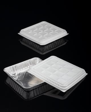 Two potato gratin disposable microwave containers with browning panels ...