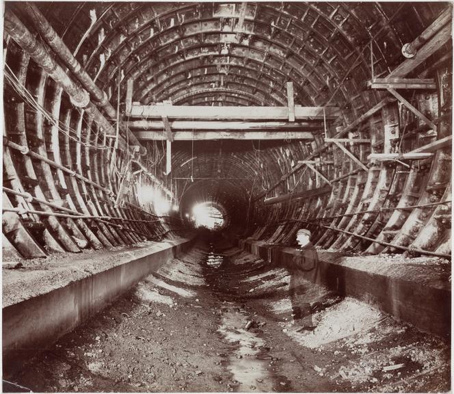 Gelatine silver gloss print, 'Tunnel under river. Concrete lining of ...