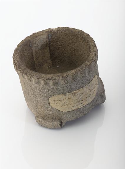 Cylindrical grey stone mortar | Science Museum Group Collection