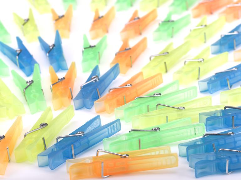 50 coloured plastic clothes pegs | Science Museum Group Collection