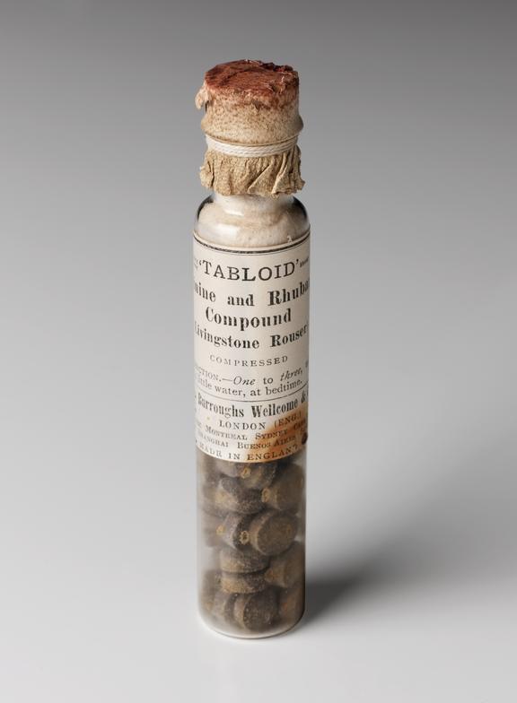 Bottle, of `Tabloid' Quinine and Rhubarb Compound tablets | Science ...
