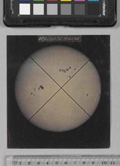 Diapositives of photographs of sunspots taken by Elizabeth Beckley with ...