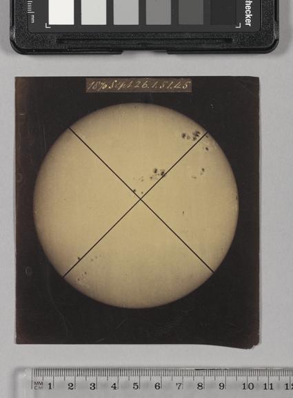 Diapositives of photographs of sunspots taken by Elizabeth Beckley with ...
