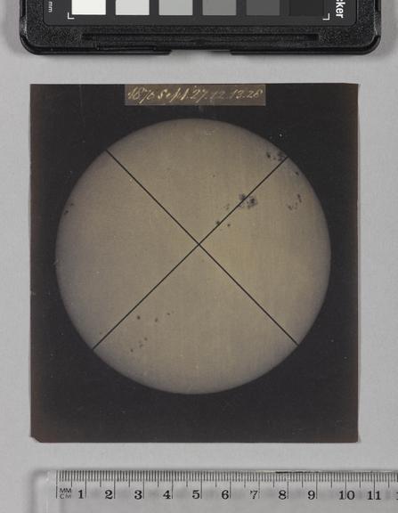 Diapositives of photographs of sunspots taken by Elizabeth Beckley with ...