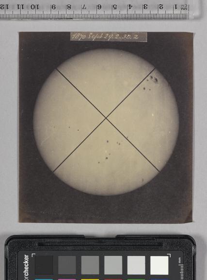 Diapositives of photographs of sunspots taken by Elizabeth Beckley with ...