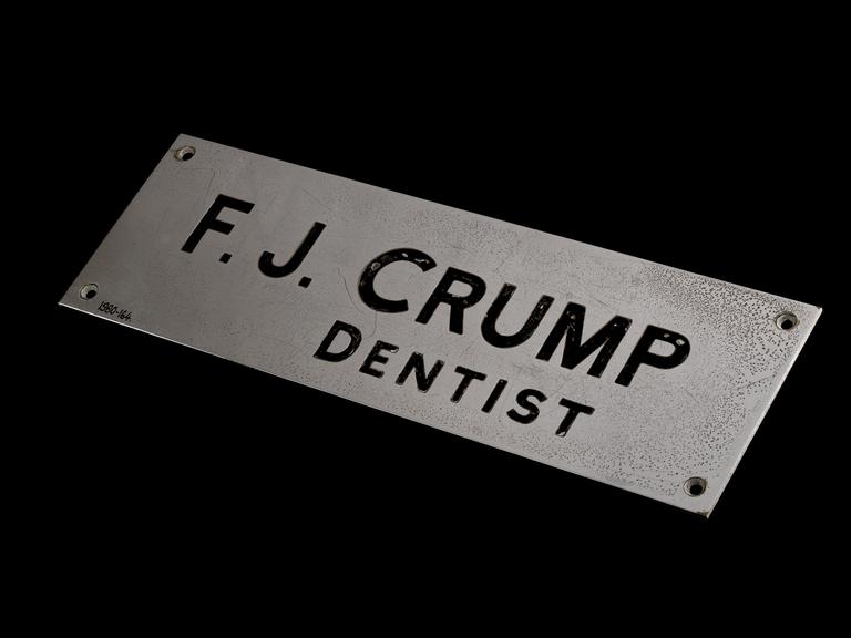 Name plate of F.J. Crump | Science Museum Group Collection