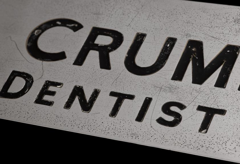 Name plate of F.J. Crump | Science Museum Group Collection