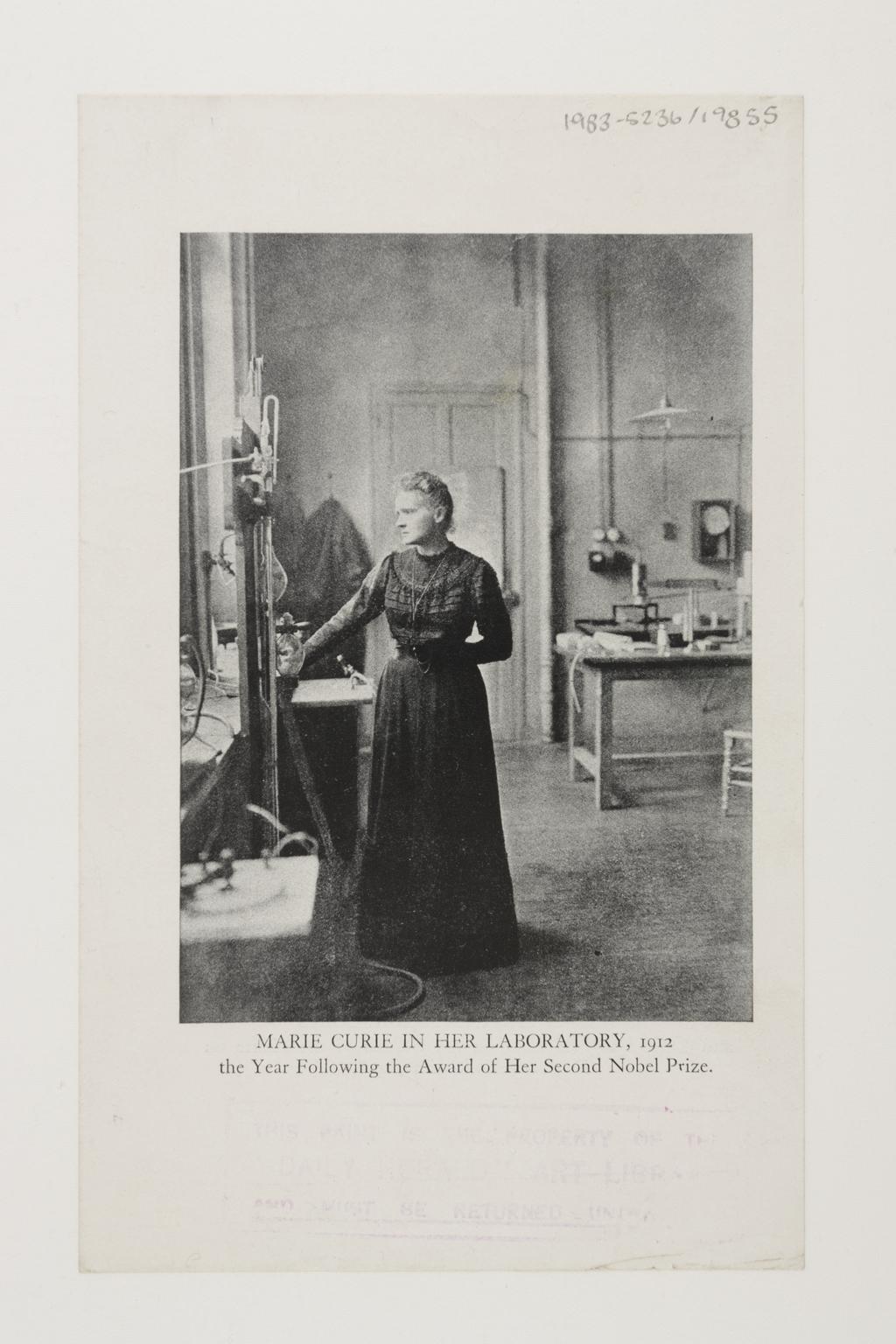 Marie Curie in her laboratory, 1912; Marie Curie and Pierre Curie ...