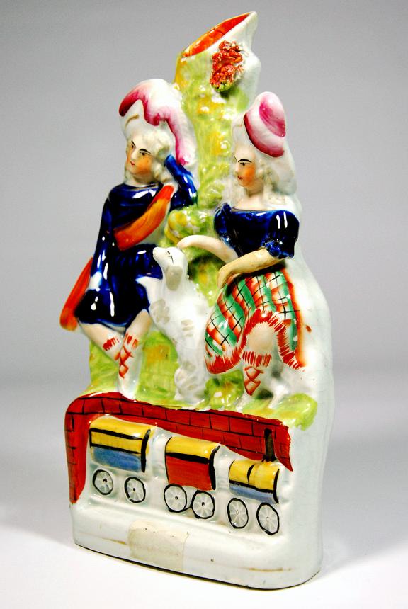 Staffordshire spill vase with depiction of steam train | Science Museum ...