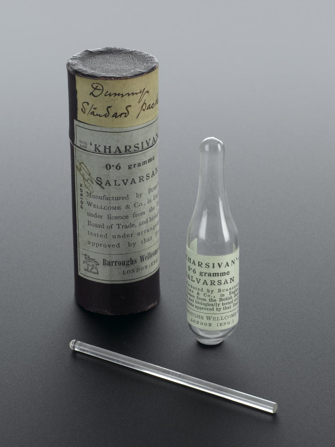 Bottle of Salvarsan treatment for syphilis, London, England, 1909-1914 ...