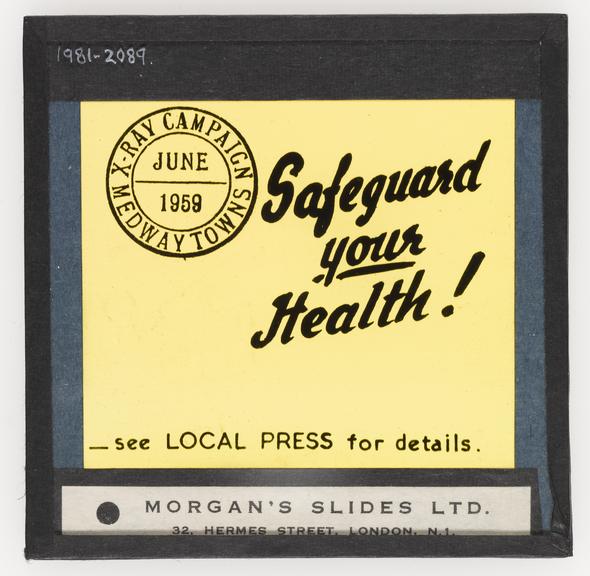 Box containing seven glass projection slides promoting mass miniature ...