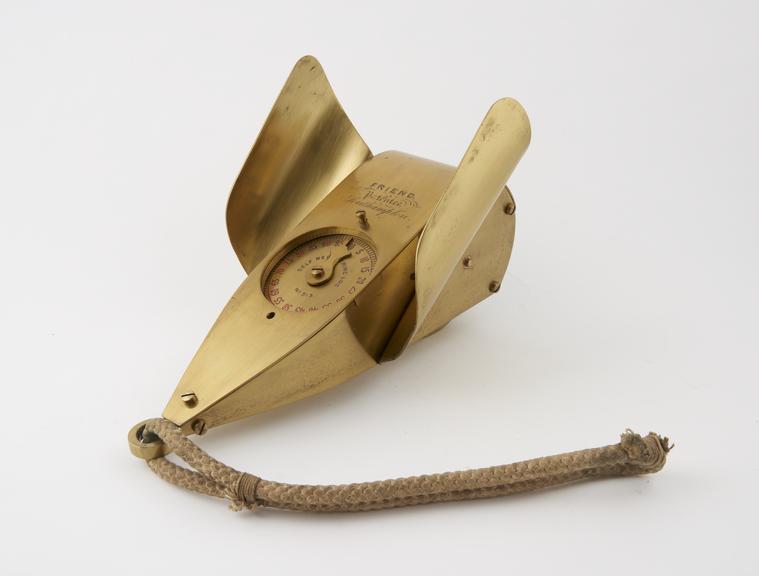 Self-registering perpetual log with paddle wheel driven recorder ...