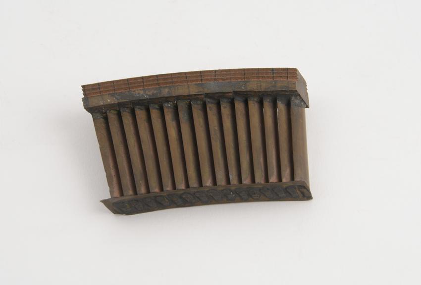 Specimen showing Brown-Curtis turbine blades as fitted to H.P. casings ...