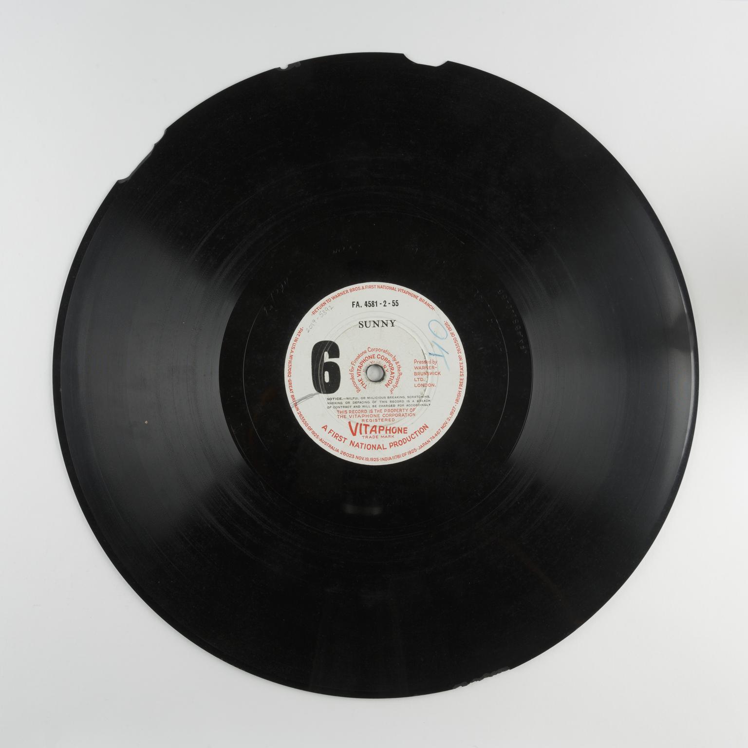 Vitaphone disc for sound film 'Sunny' (1930, USA) | Science Museum ...