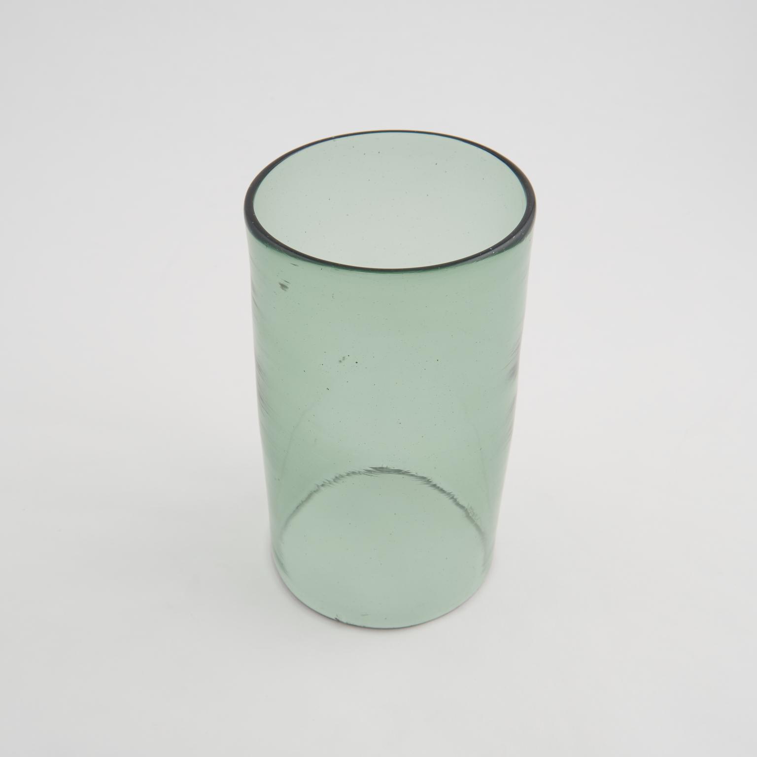 Models showing stages in manufacture of sheet glass by the cylinder ...