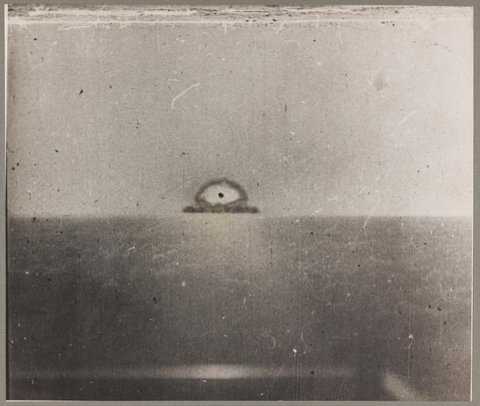 Eight photographs showing the July 1945 New Mexico atomic bomb ...