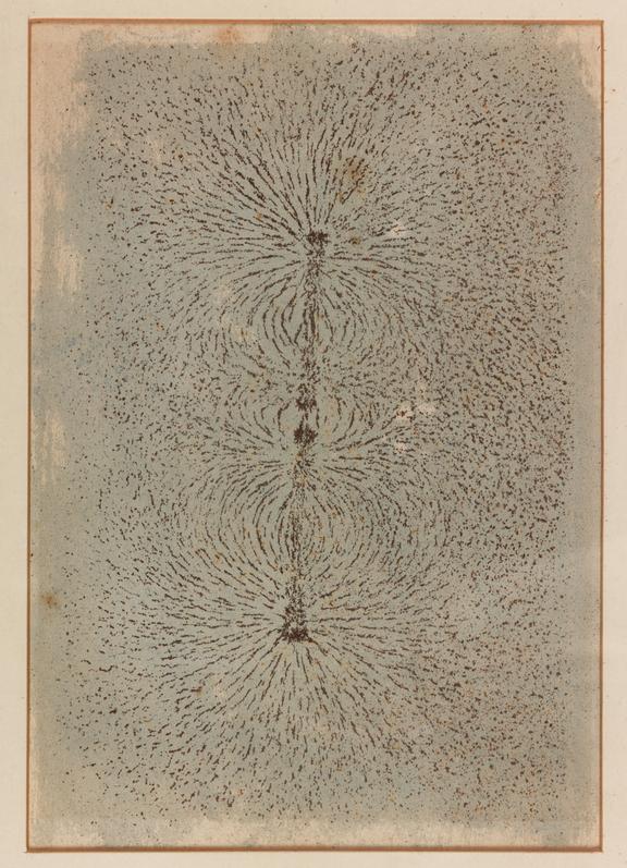 Three magnetic line of force patterns made by Faraday and given to a ...