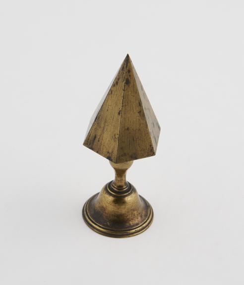 Six-sided solid brass pyramid on hollow pillar stand | Science Museum ...