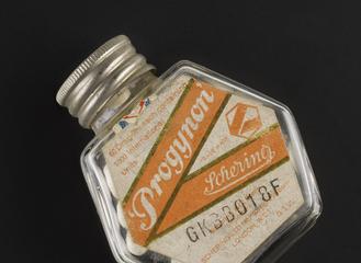 Glass bottle for 'Progynon' pills, United Kingdom, 1928-1948 | Science ...