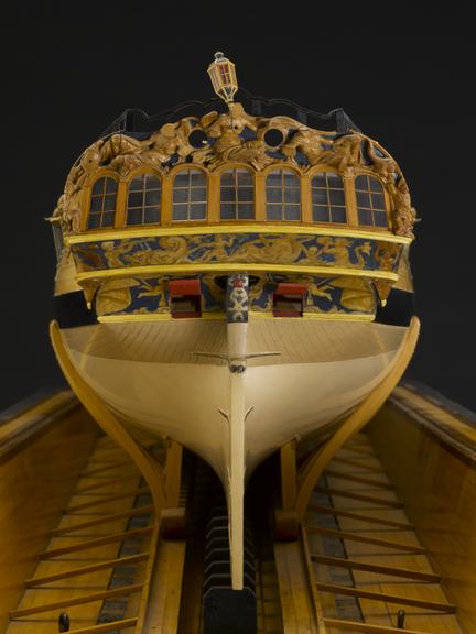 Whole model of the 32-gun frigate the H.M.S. "Juno", on a building slip ...
