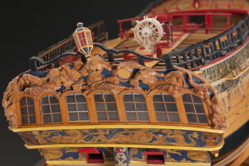 Whole model of the 32-gun frigate the H.M.S. "Juno", on a building slip ...