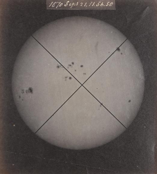 Diapositives of photographs of sunspots taken by Elizabeth Beckley with ...