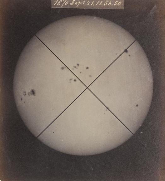 Diapositives of photographs of sunspots taken by Elizabeth Beckley with ...