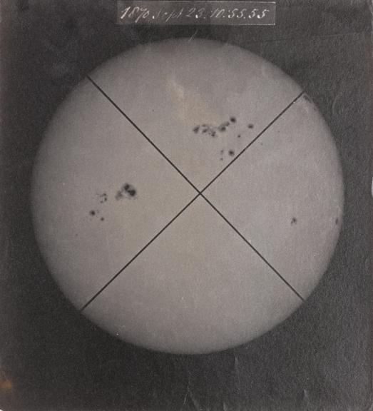 Diapositives of photographs of sunspots taken by Elizabeth Beckley with ...