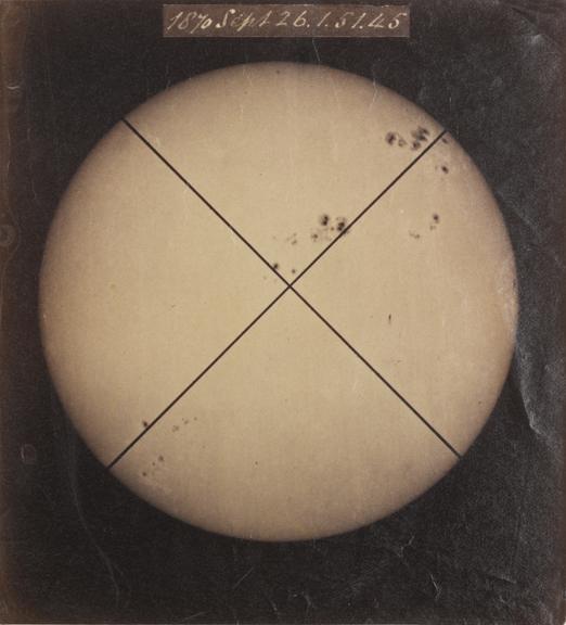 Diapositives of photographs of sunspots taken by Elizabeth Beckley with ...