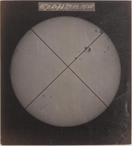 Diapositives of photographs of sunspots taken by Elizabeth Beckley with ...