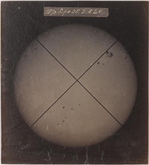Diapositives of photographs of sunspots taken by Elizabeth Beckley with ...