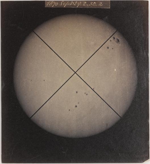 Diapositives of photographs of sunspots taken by Elizabeth Beckley with ...