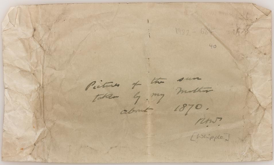 Diapositives of Photographs of Sunspots taken by Elizabeth Beckley with ...