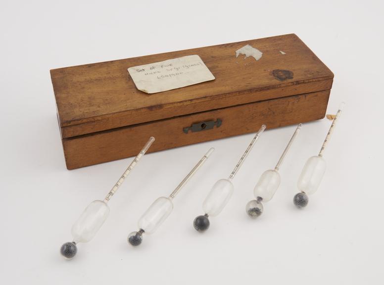 Five glass specific gravity hydrometers by Dring and Fage | Science ...
