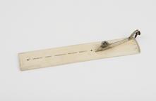 Ivory protractor engraved: 'W & S Jones...', with vernier arm and glass ...