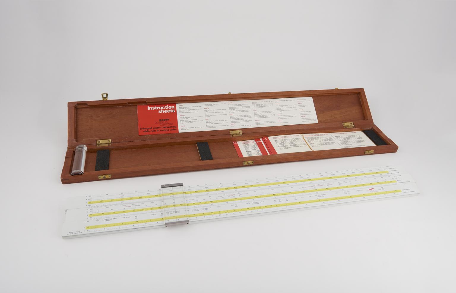 Paper calculating slide rule ("Paper Facts and Figures") by Blundell ...
