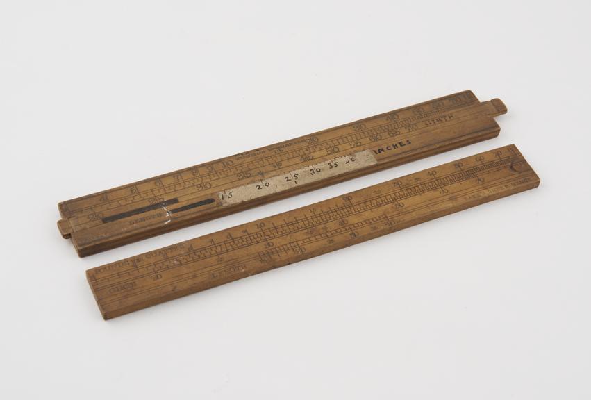 Two Wooden rules showing girth | Science Museum Group Collection