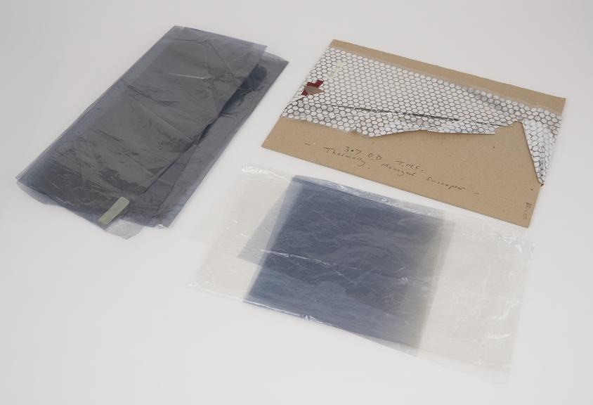 Samples of microwave food container susceptor film, made of aluminium ...