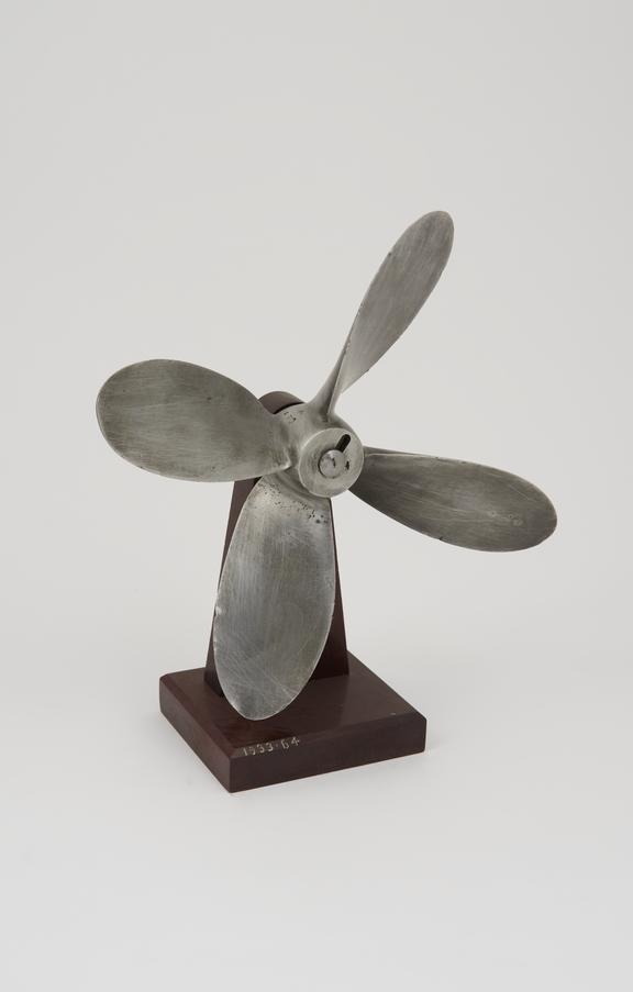 Model, of single screw cargo vessel's 4-bladed screw propeller, on ...