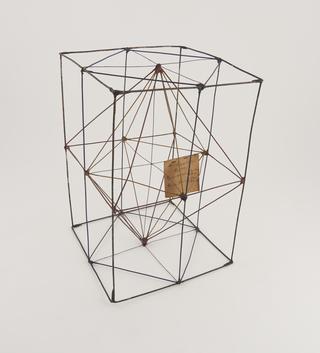 Crystal structure represented by a wire right square prism with three ...