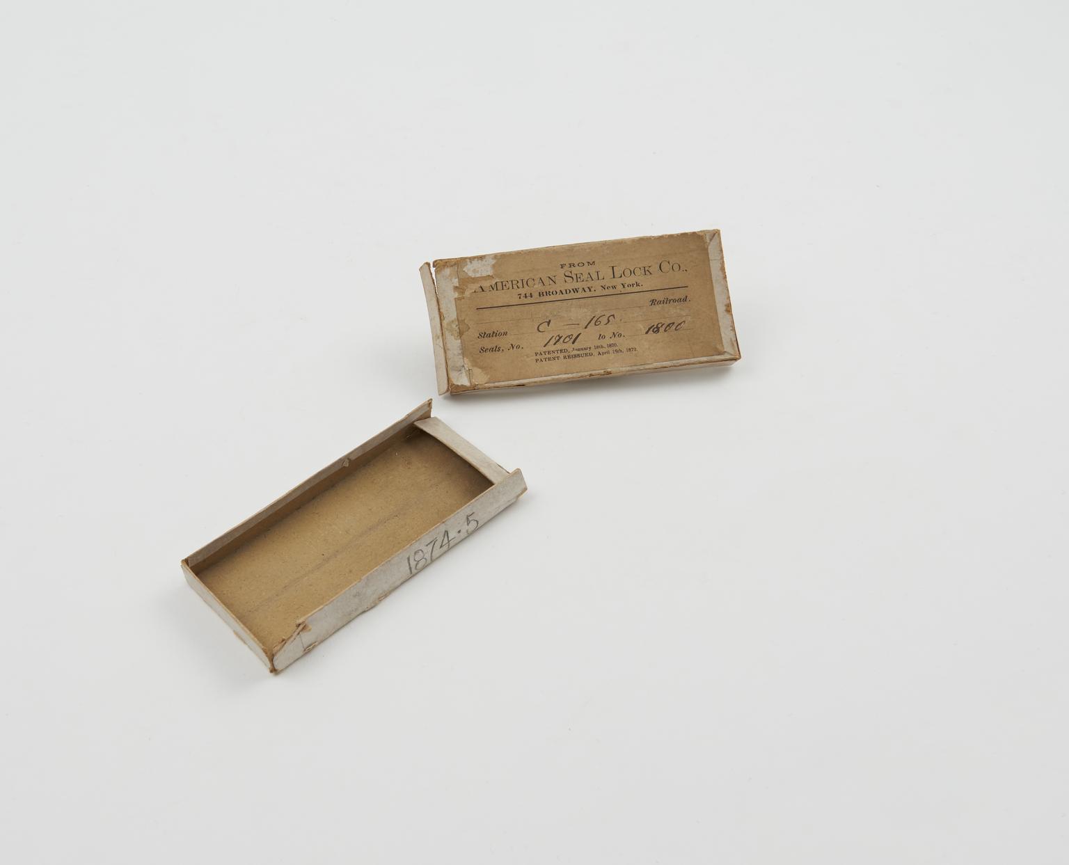 Large seal fastener with box and seals. | Science Museum Group Collection
