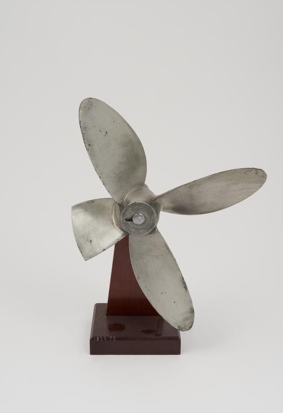 Model, of 4-bladed screw propeller, with one blade cut to show aerofoil ...