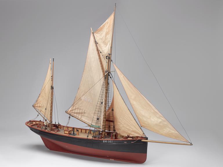 Rigged model of the Brixham trawler 'Valerian', with trawl and five ...