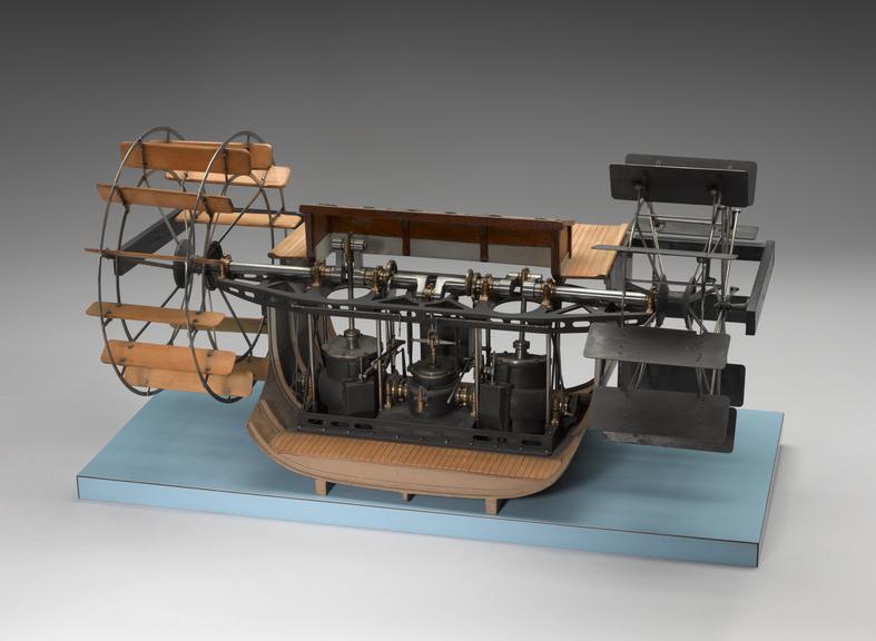 Model of oscillating paddle engines for Thames steamboat | Science ...