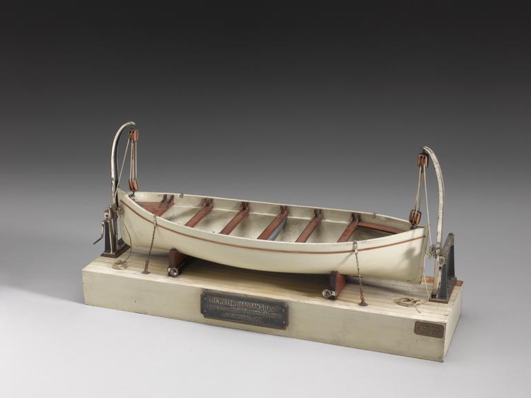 Model boat, one of two, fitted with Welin Quadrant Davits | Science ...