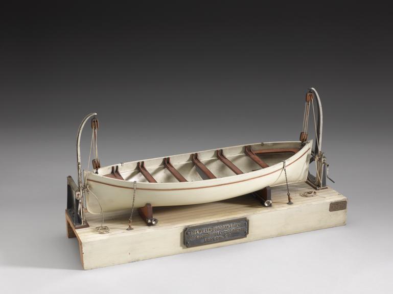 Model boat, one of two, fitted with Welin Quadrant Davits | Science ...