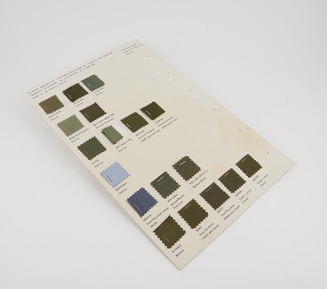Sample card showing 18 samples of fabrics | Science Museum Group Collection