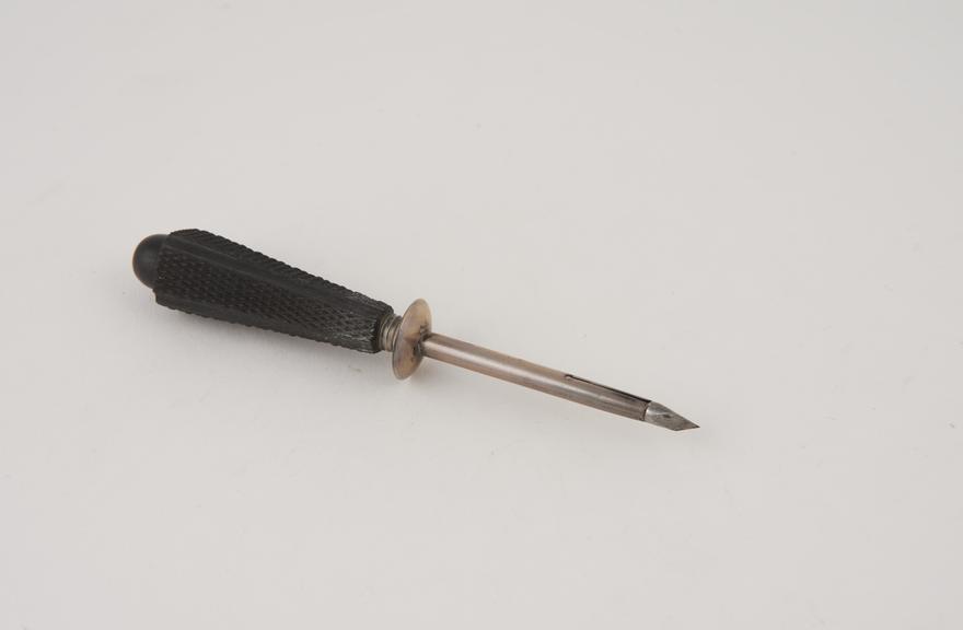 Trocar, steel, with ebony handle and silver cannula | Science Museum ...